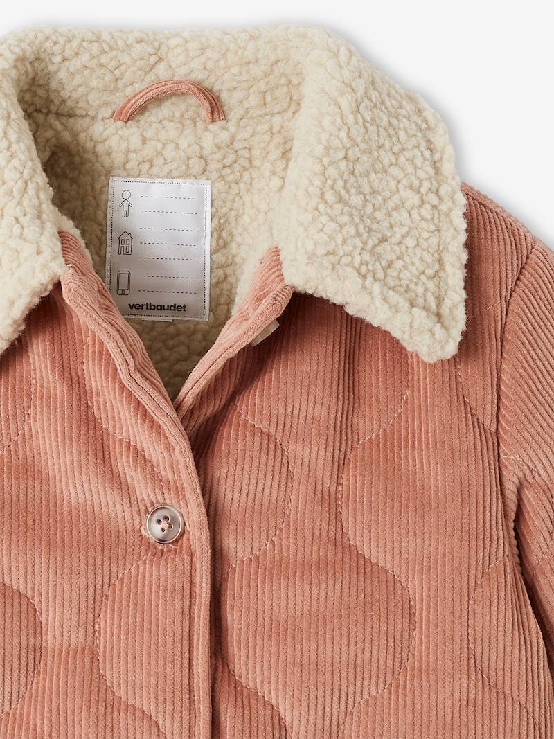 Veste matelassée en velours doublé sherpa fille blush - Vertbaudet