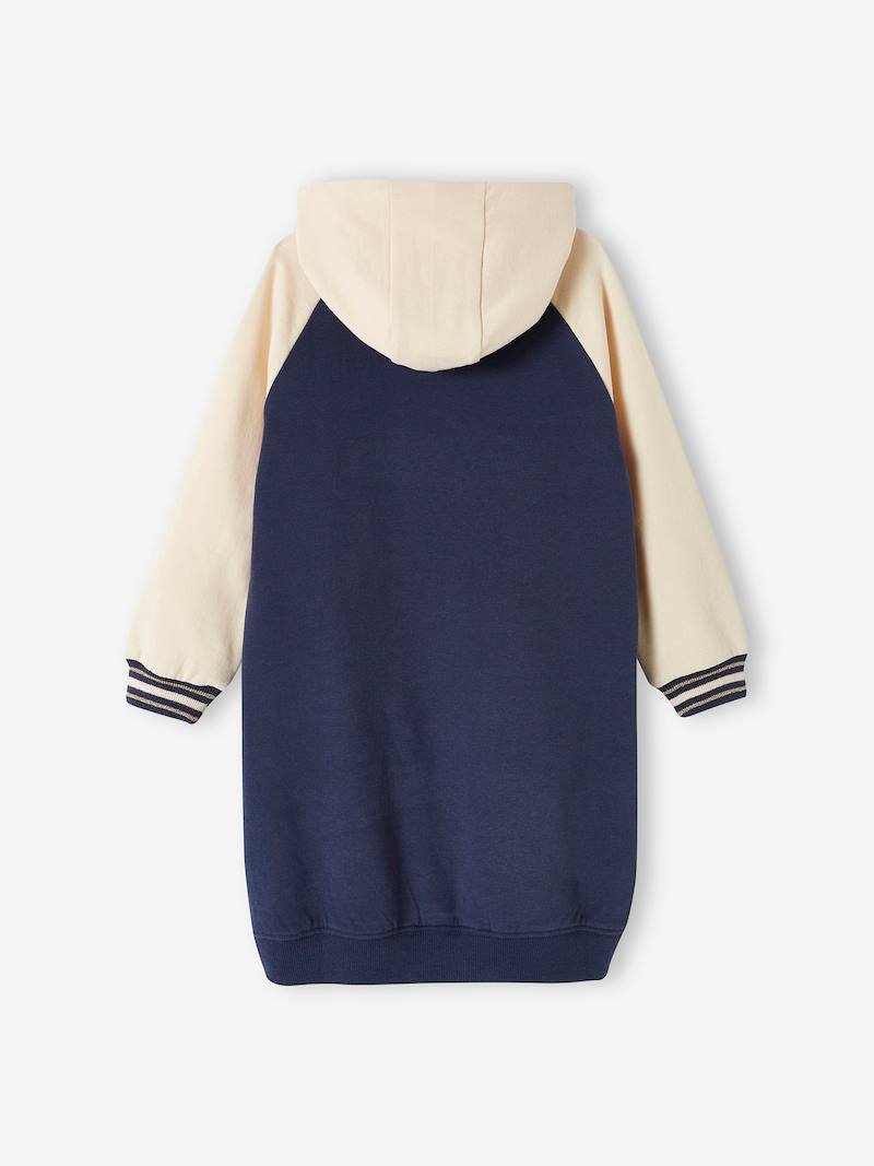 Robe à Capuche En Molleton Style Collège Fille Bleu Nuit Vertbaudet